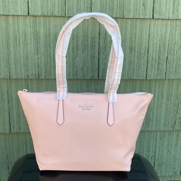 kate spade | Bags | Kate Spade Kittnylon Conch Pink Large Tote Bagpurse ...
